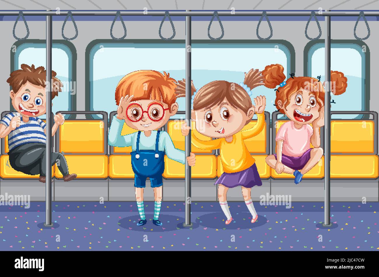 Inside bus with people cartoon illustration Stock Vector Image & Art ...