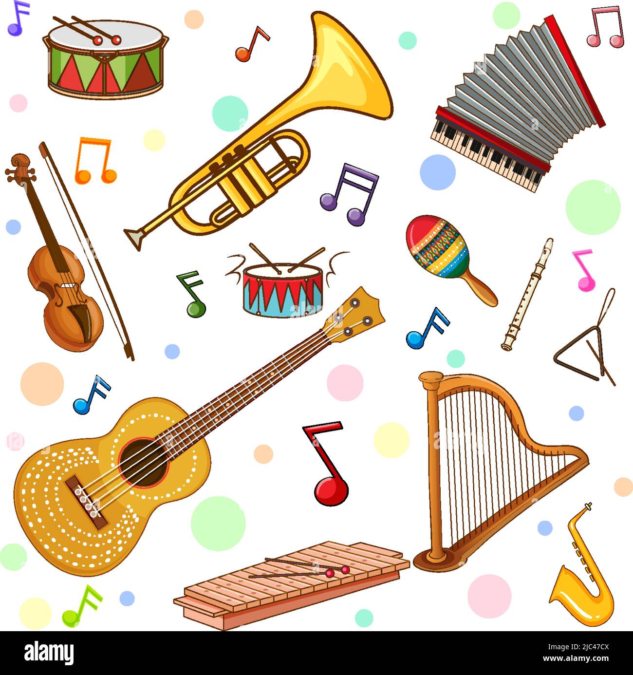 Different music instruments seamless pattern illustration Stock Vector ...