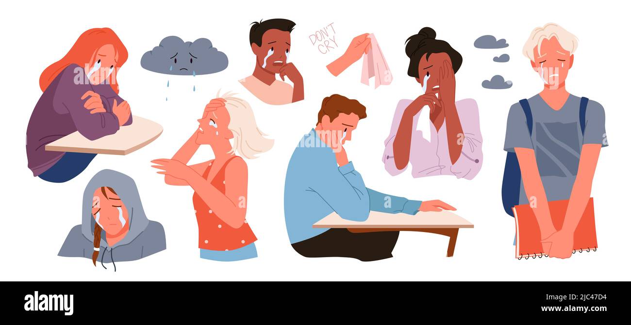 Set of different depressed crying people Stock Vector Image & Art - Alamy