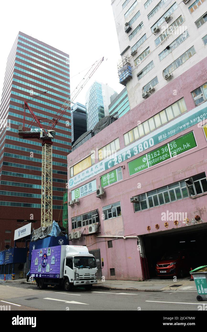 Modern buildings and skyscrapers replacing the old industrial buildings in Wong Chuk Hang, Hong ...