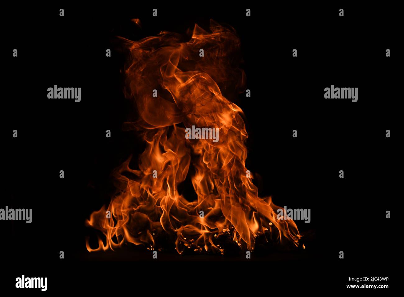 Fire flame isolate on black background. Burn flames, abstract texture ...