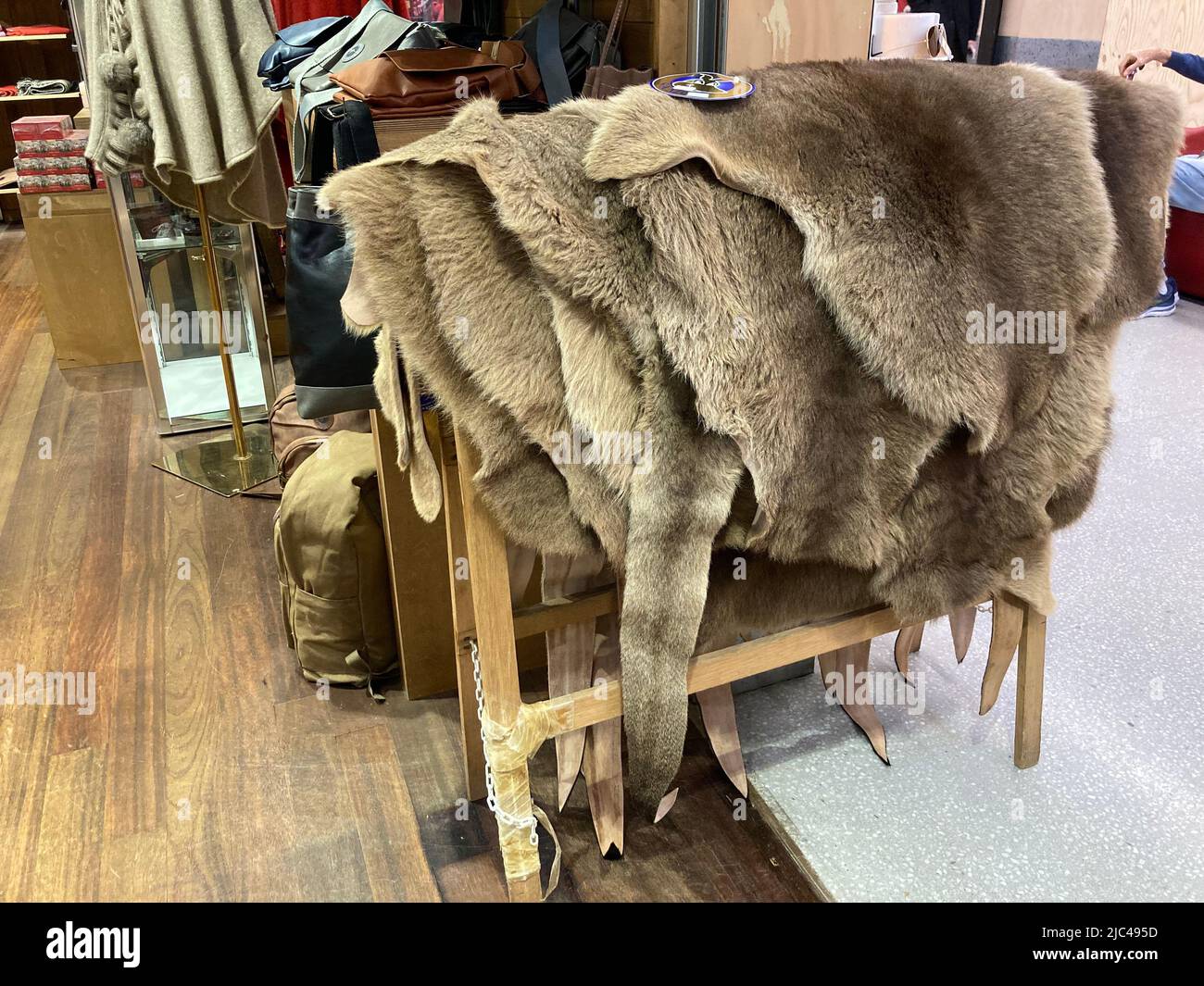 Sydney, Australia. 19th May, 2022. Kangaroo skins are for sale in a ...