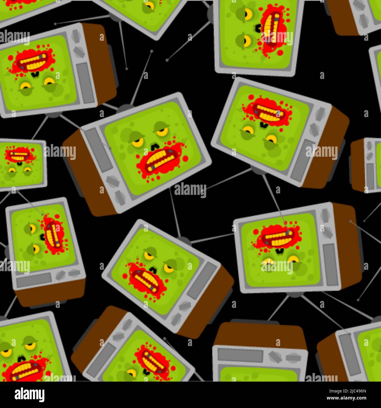 Zombie TV pattern seamless. Zombi televisor background. brainwashing ...