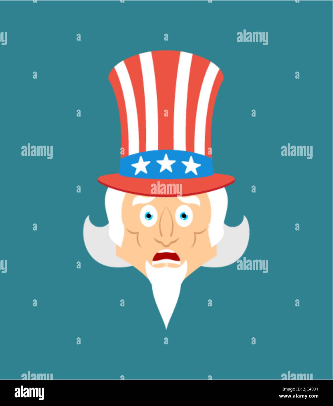 Uncle Sam scared OMG emotion. Oh my God emoji. Frightened Uncle Sam ...