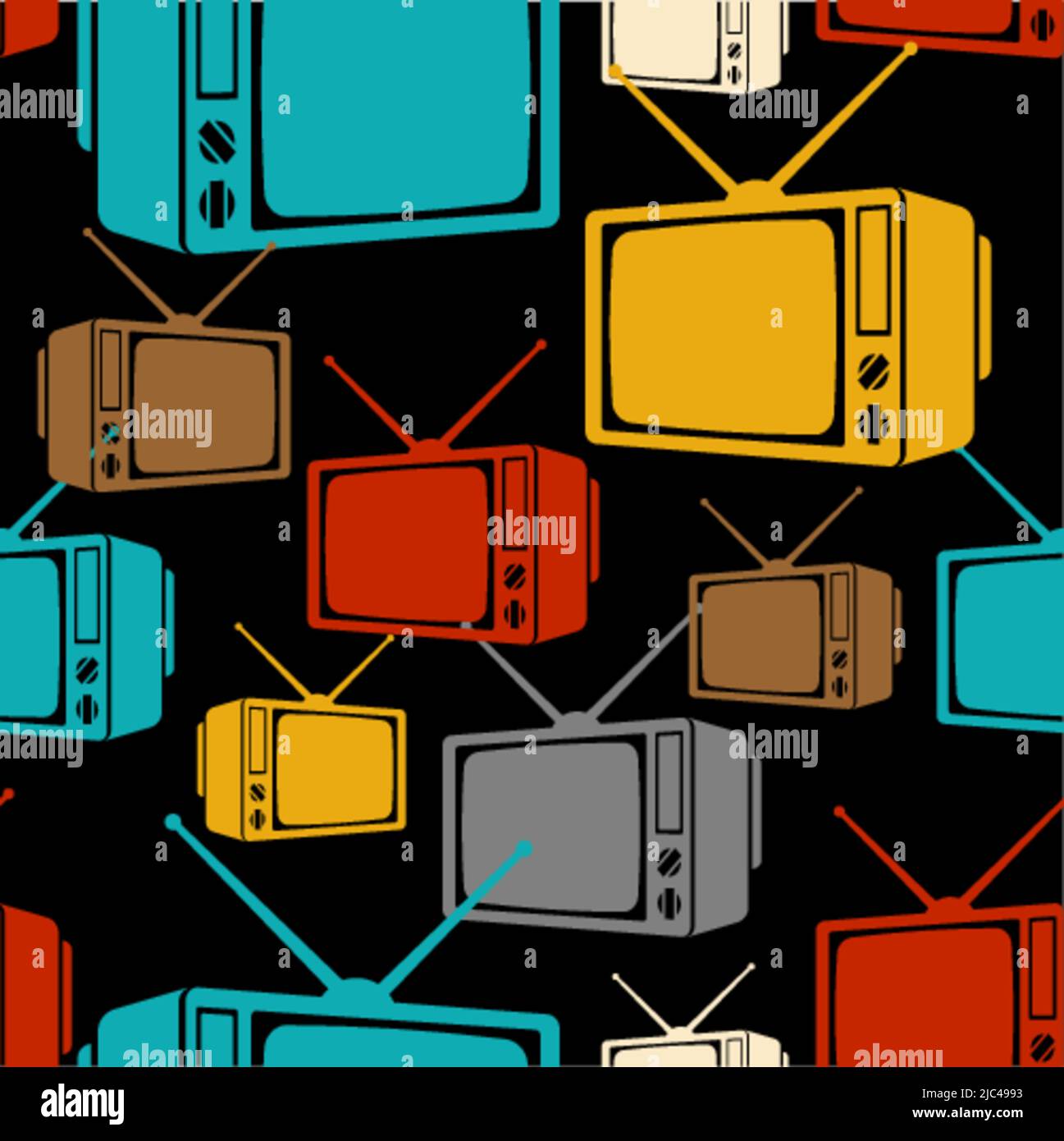 Retro TV pattern seamless. Old televisor background. Vector texture ...