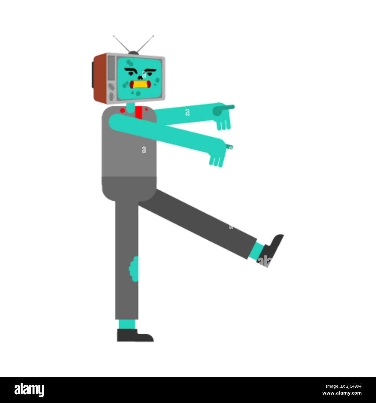 Zombie TV. Zombi televisor. brainwashing concept. Vector illustration ...