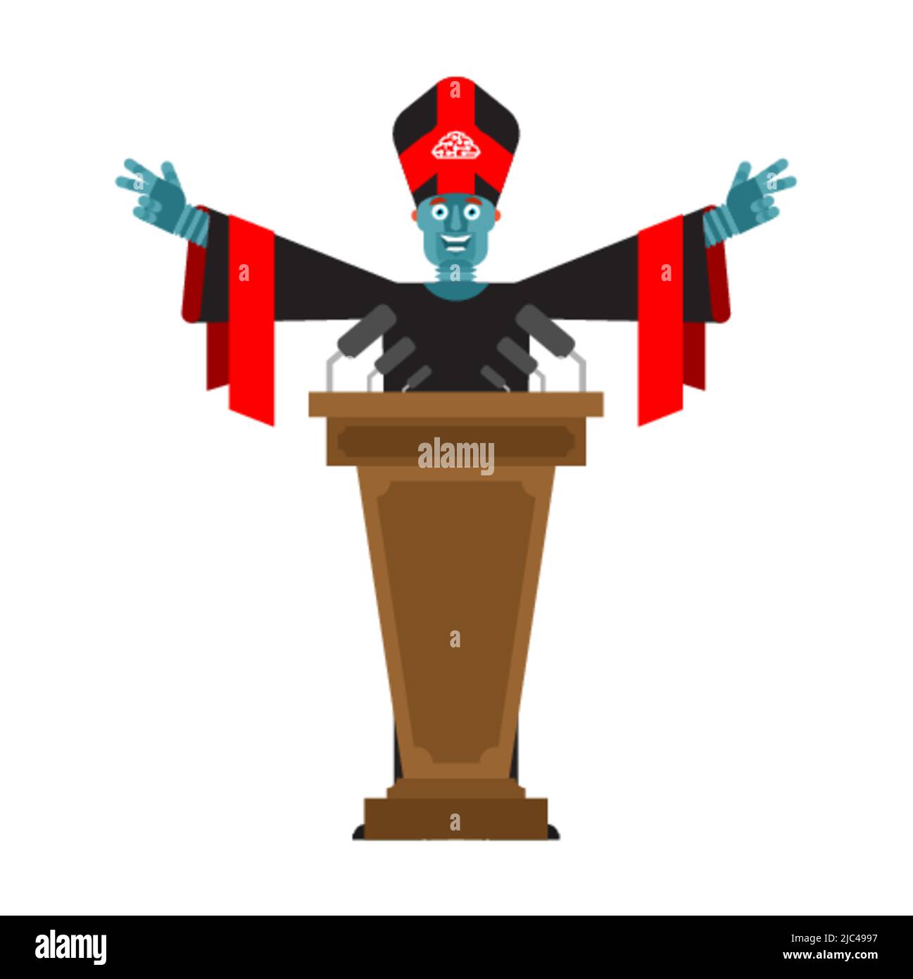 Robot pastor. Cyborg preacher. Robot reads sermons for parishioners ...