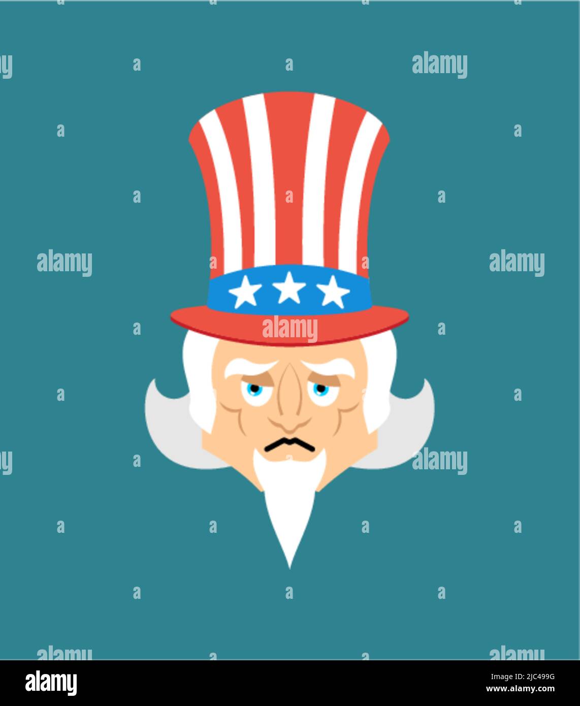 Uncle Sam sad emoji. sorrowful emotions. Uncle Sam dull Stock Vector ...