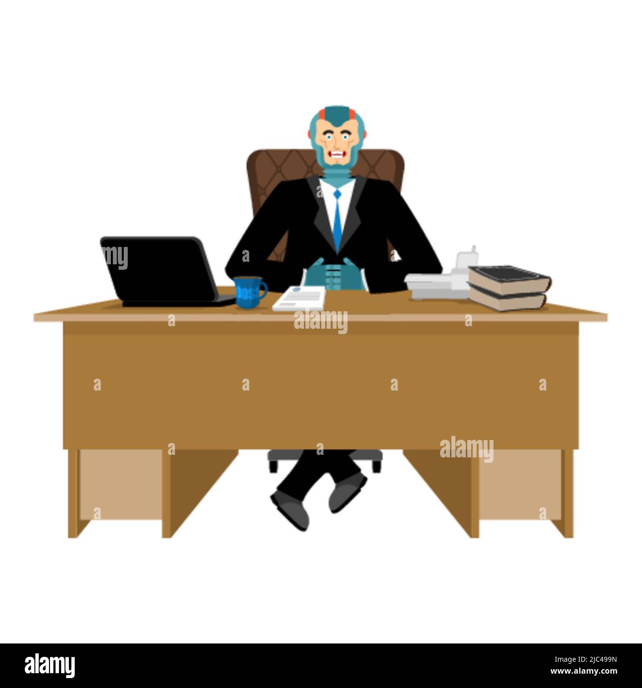 Robot boss. Cyborg boss. businessman of the future. Vector illustration ...
