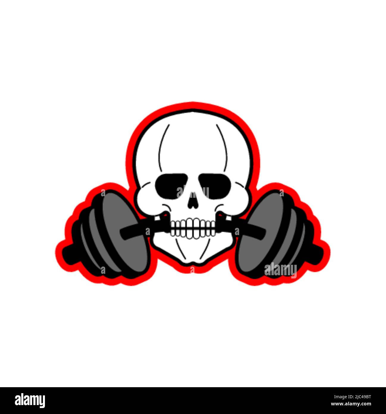 Skull barbell. Gym hardcore training sign. Vector illustration Stock ...