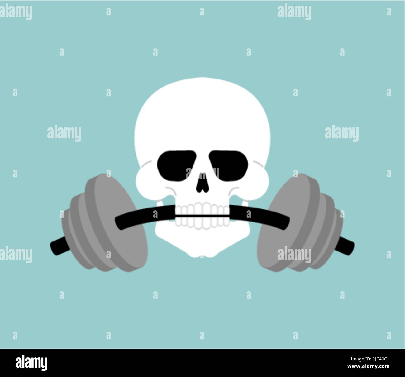 Skull barbell. Gym hardcore training sign. Vector illustration Stock ...