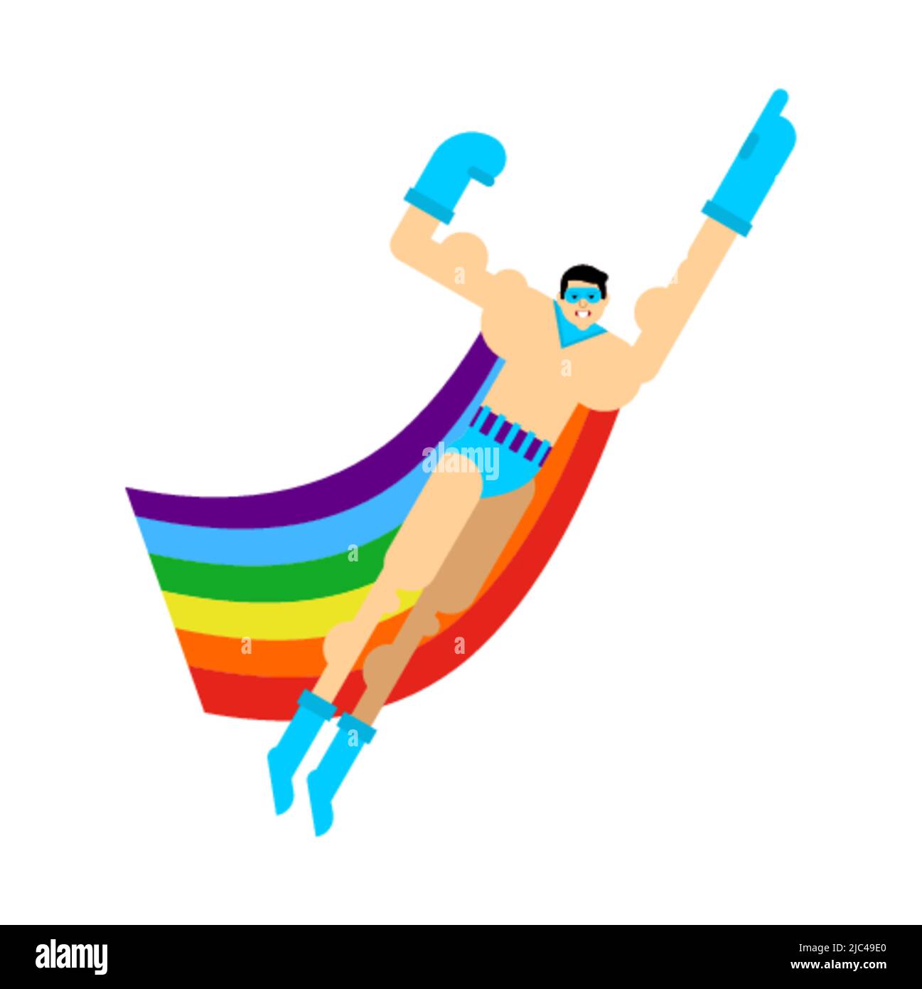 Superhero gay cartoon isolated. Super lgbt in mask and raincoat ...