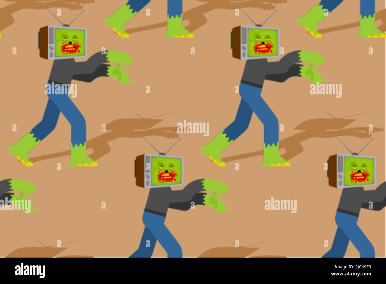 Zombie TV pattern seamless. Zombi televisor background. brainwashing ...