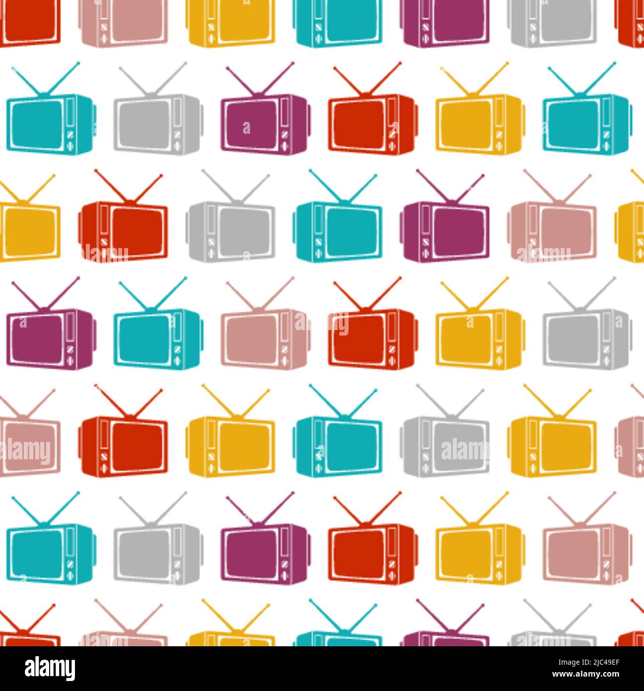 Retro TV pattern seamless. Old televisor background. Vector texture ...