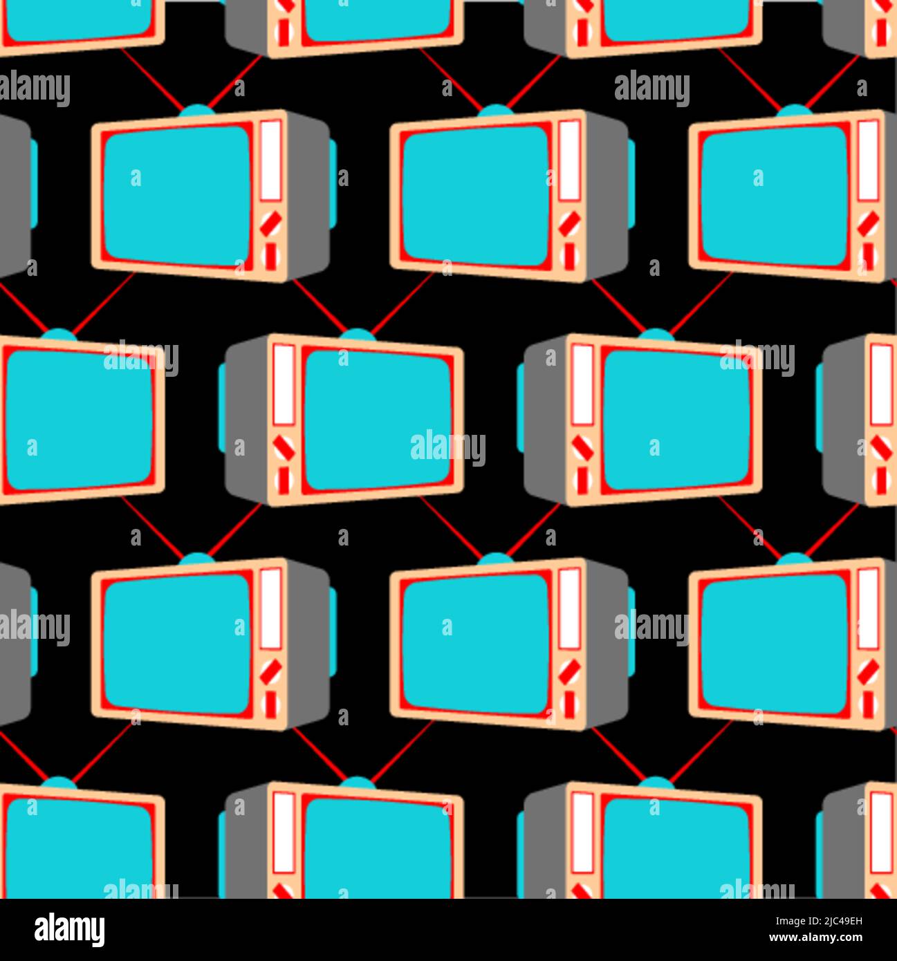 Retro TV pattern seamless. Old televisor background. Vector texture ...