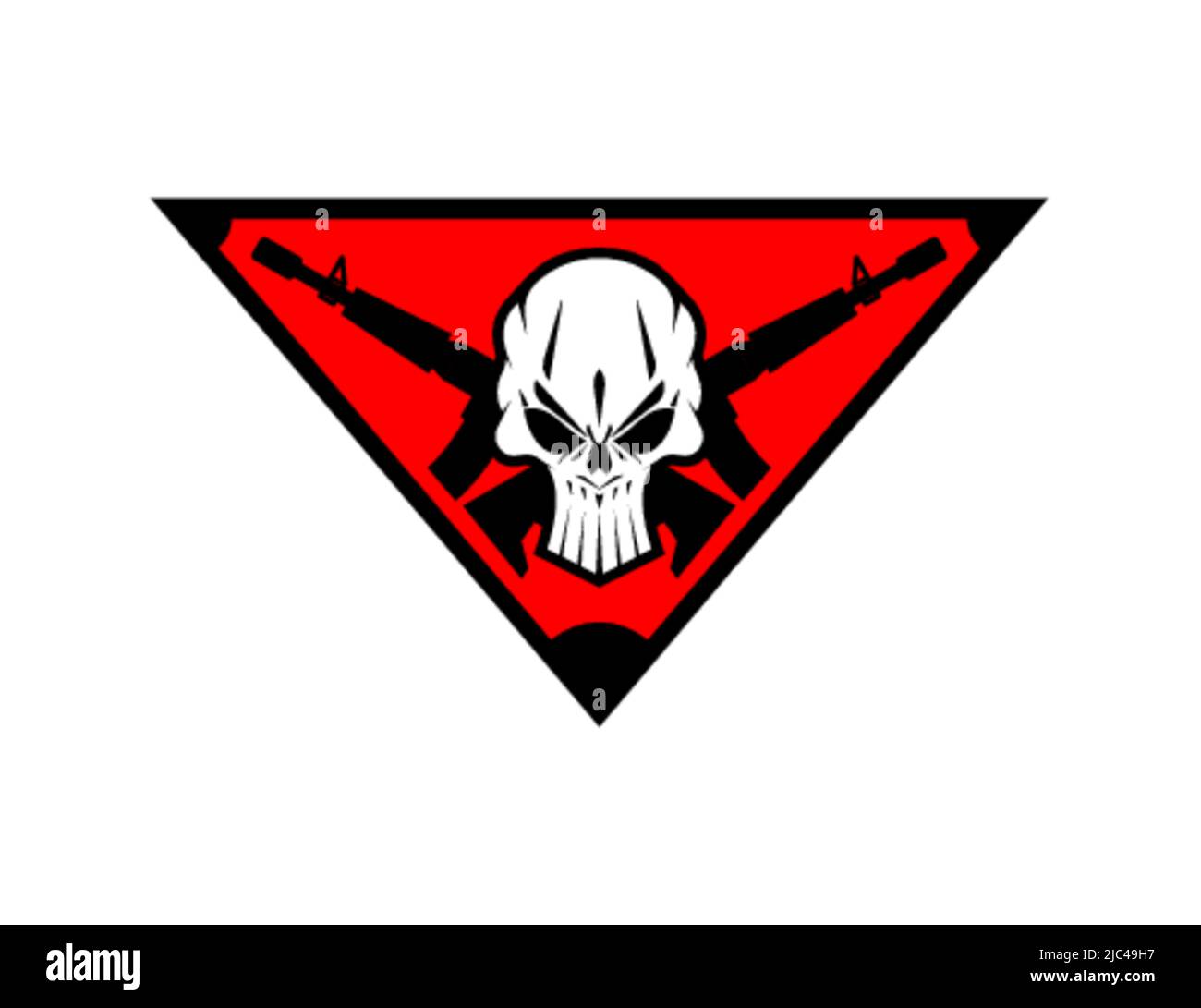Skull and guns sign. Badge for soldiers paintball team patch Stock ...