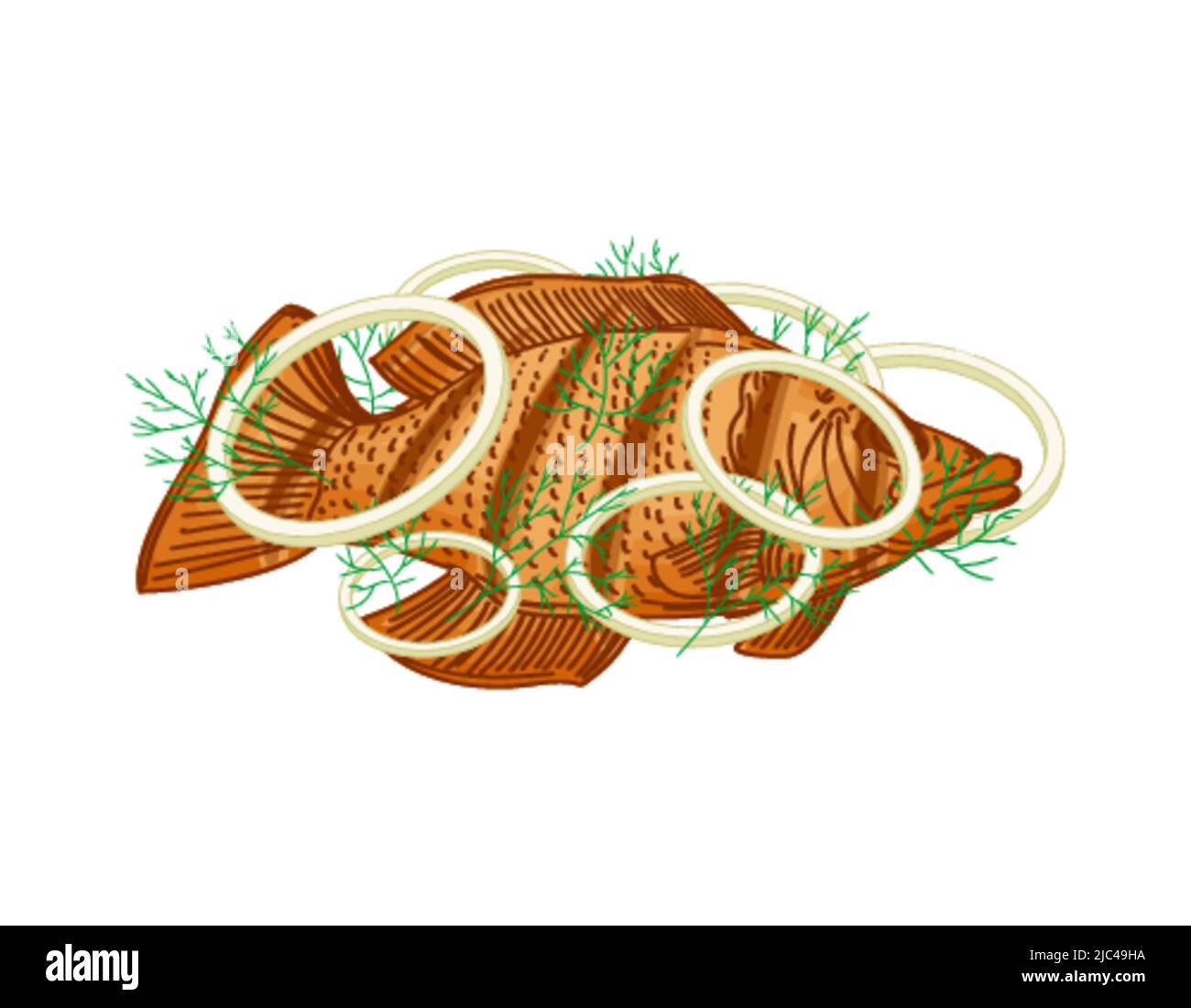 Fried fish isolated. fried perch Vector illustration Stock Vector Image ...