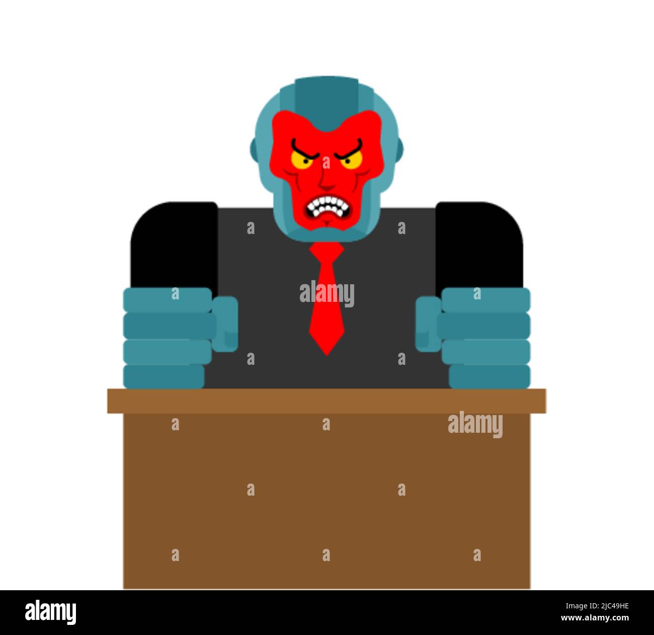 Robot boss angry. Cyborg boss. businessman of the future. Vector ...