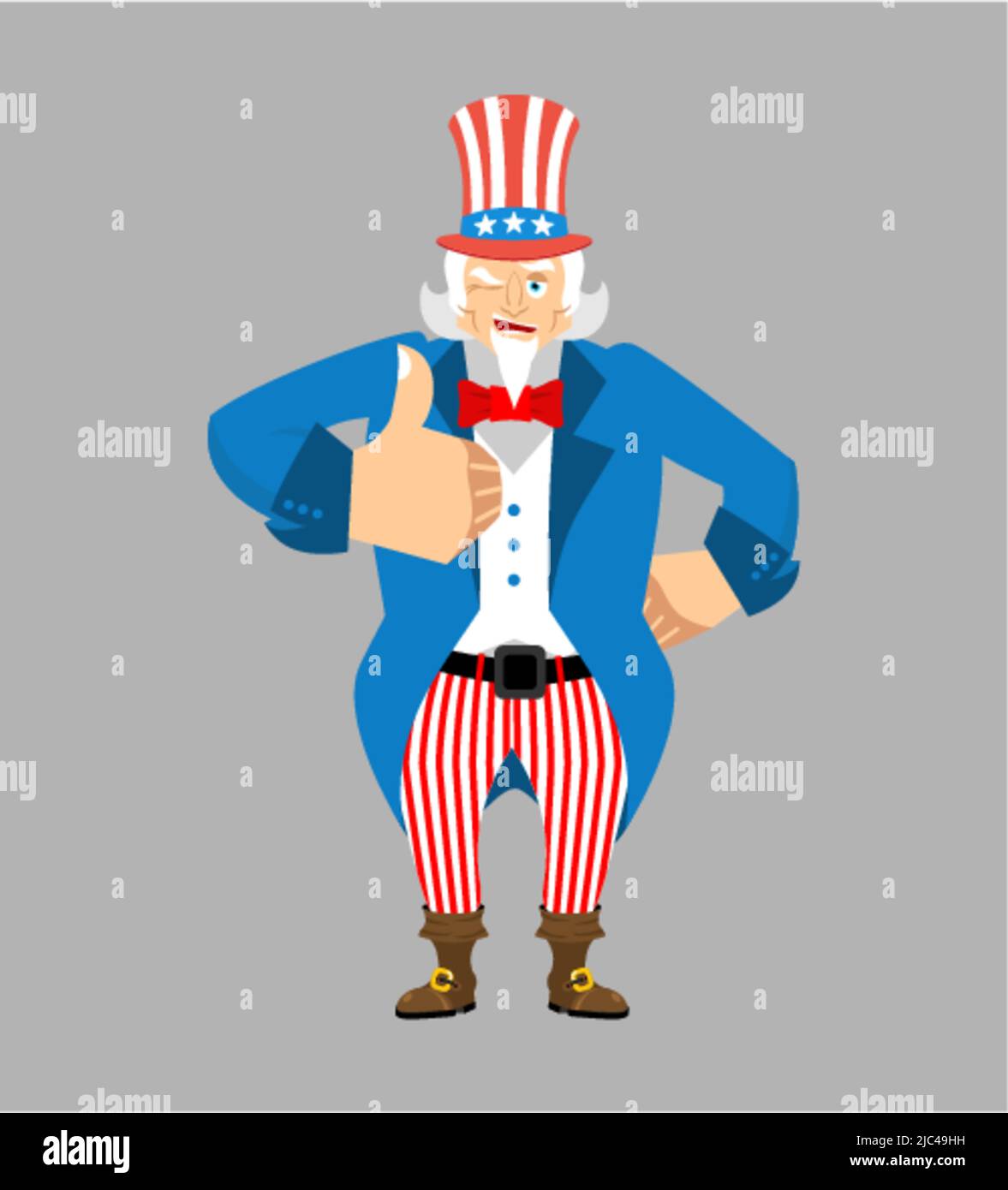 Uncle Sam Thumbs Up And Winks Man Happy Emoji Vector Illustration Stock Vector Image And Art Alamy