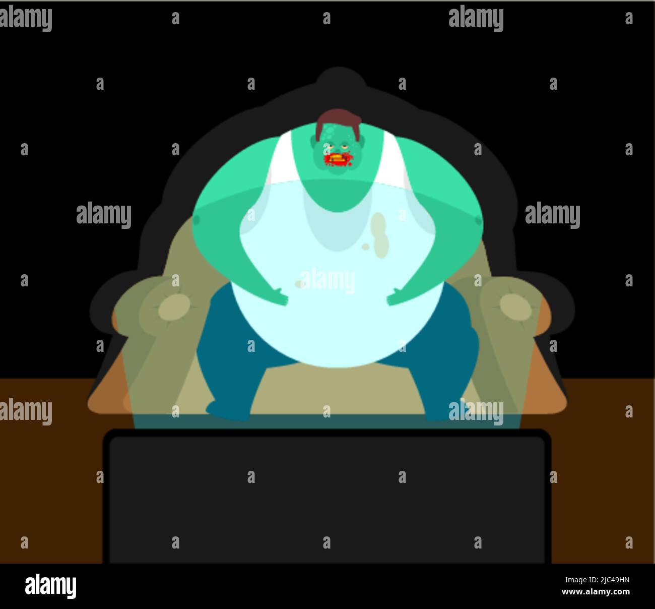 Zombie TV. Zombi televisor. brainwashing concept. Vector illustration ...