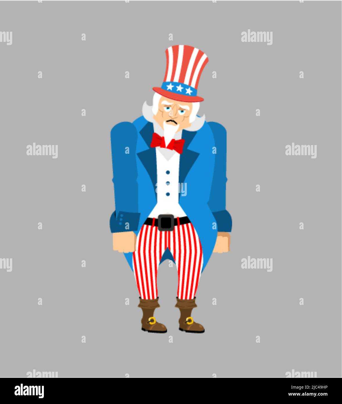 Uncle Sam sad emoji. sorrowful Uncle Sam dull Stock Vector Image & Art ...
