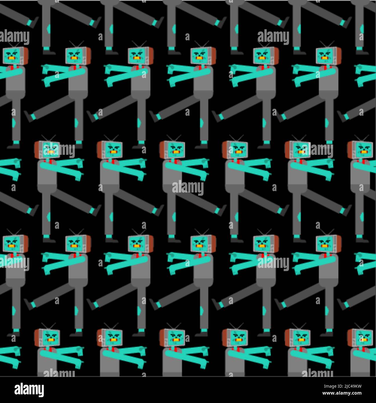 Zombie TV pattern seamless. Zombi televisor background. brainwashing ...