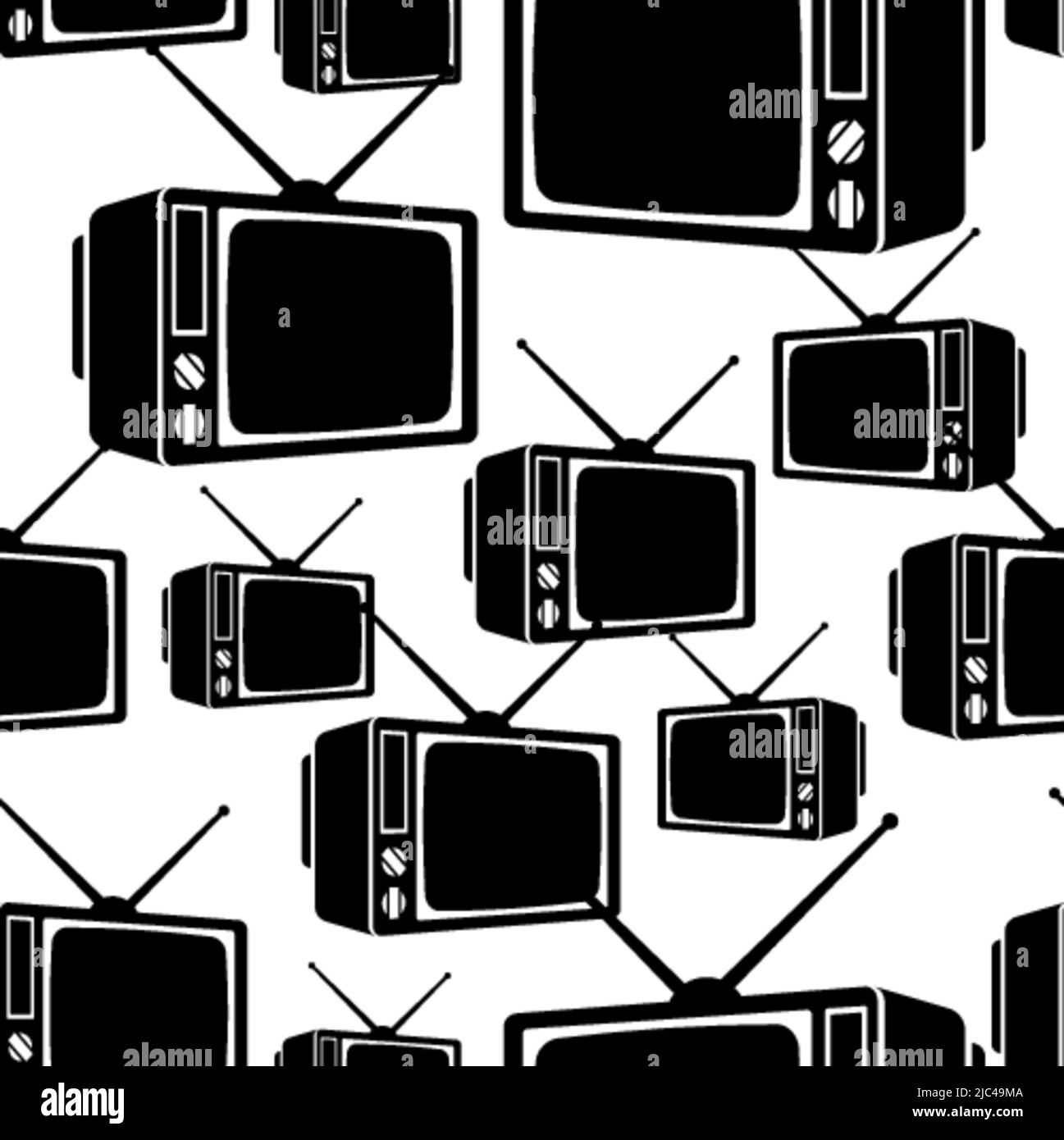 Retro TV pattern seamless. Old televisor background. Vector texture ...
