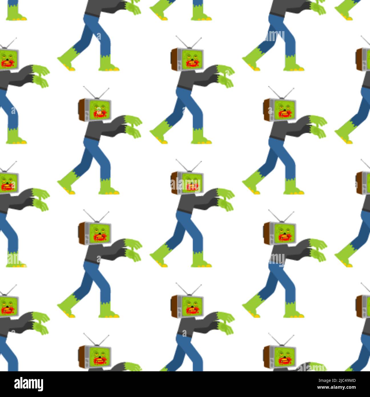 Zombie TV pattern seamless. Zombi televisor background. brainwashing ...