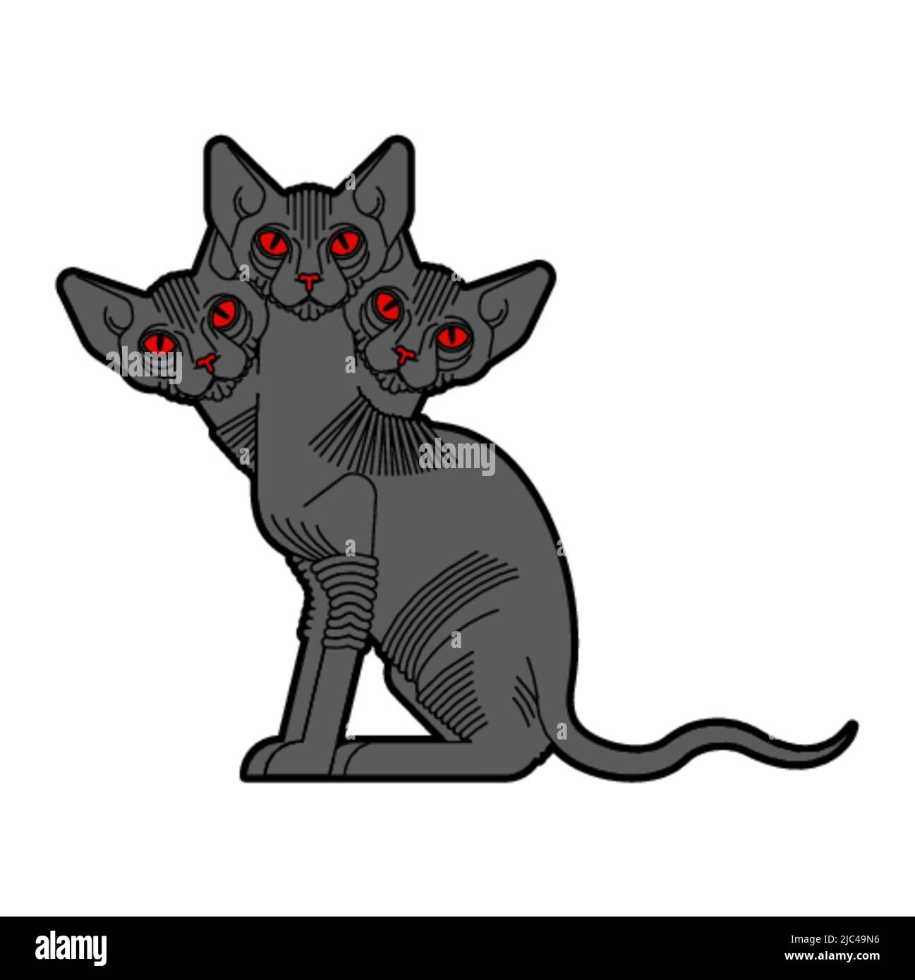 Cerberus cat. Three-headed cat from hell. hellish pet Stock Vector Image & Art - Alamy