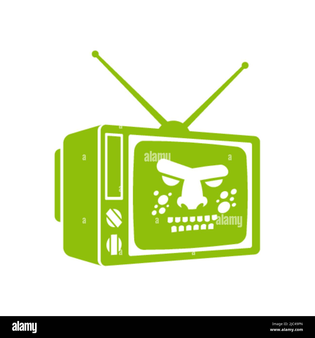 Zombie TV. Zombi televisor. brainwashing concept. Vector illustration ...