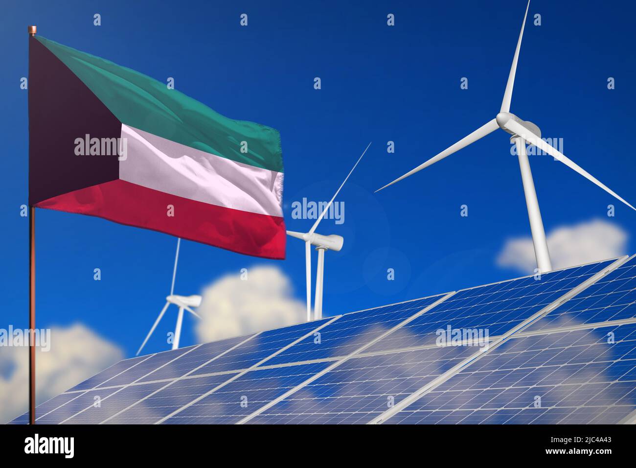 Kuwait renewable energy, wind and solar energy concept with wind ...