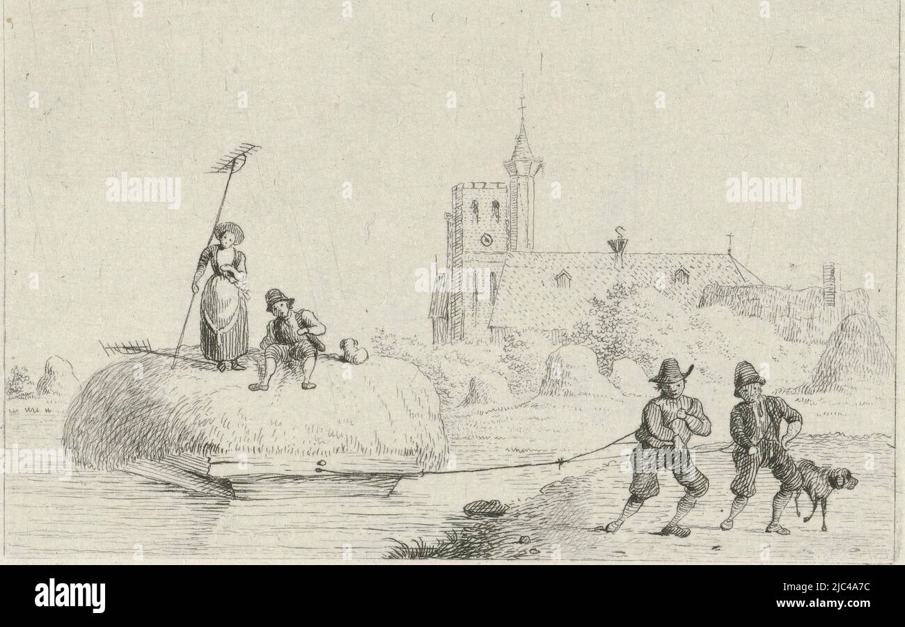 Heavily loaded hay barge carrying hi-res stock photography and images ...