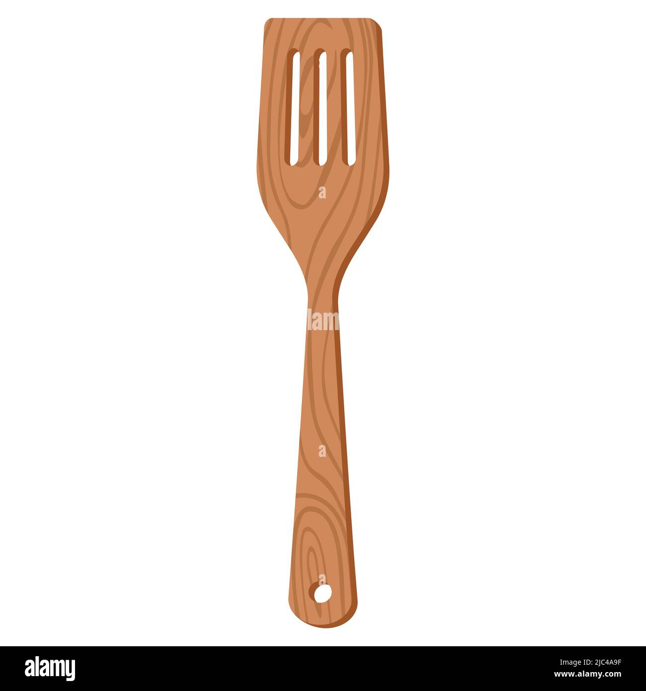 Cartoon nature wooden kitchenware utensil spatula with holes and wood ...