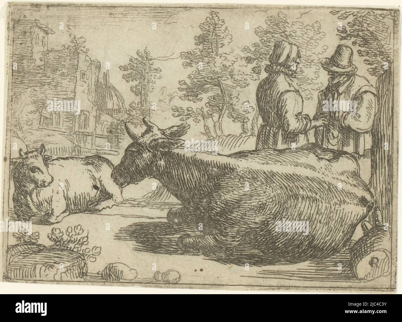 Two Cows, print maker: Christian Richter (I), (attributed to), 1599 ...