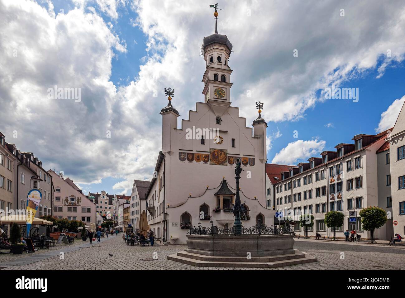 Town hall with town hall square, Kempten, Allgaeu, Bavaria, Germany ...