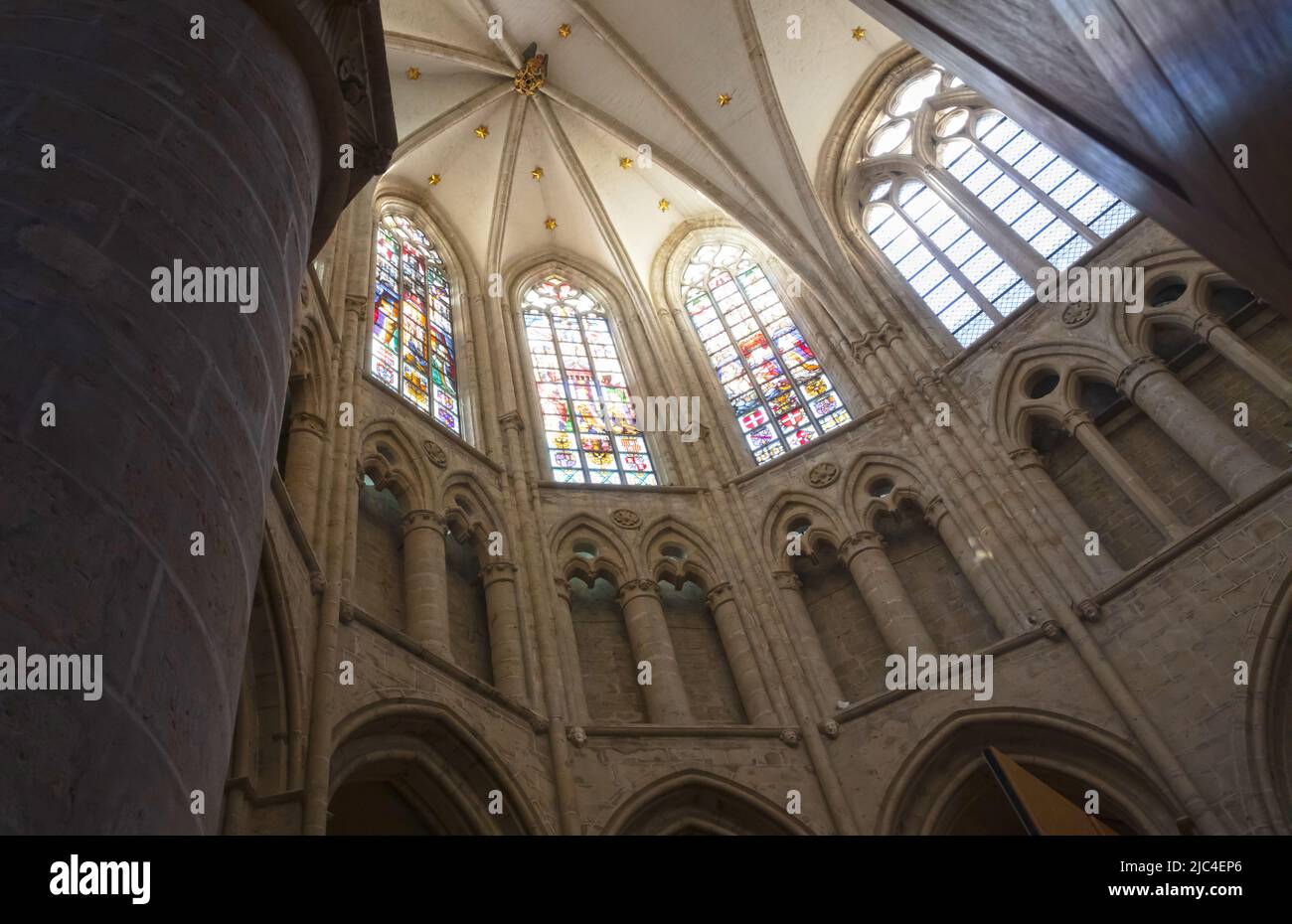Brussels, Belgium on Februari 25, 2022 - Interior of the Cathedral of ...