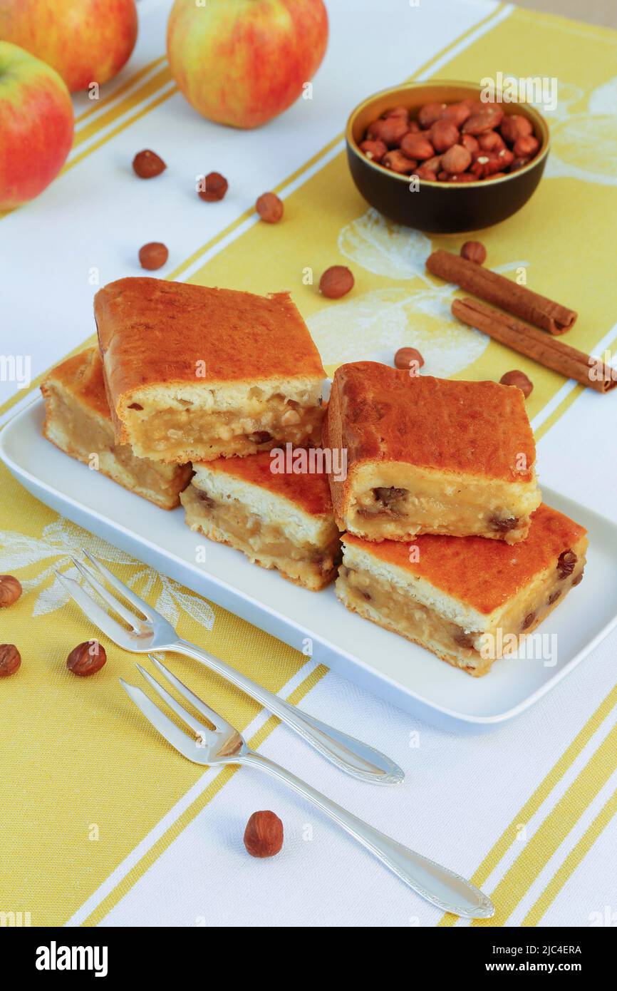 Swabian cuisine, Kirchweihkuchen on serving platter, cake forks ...