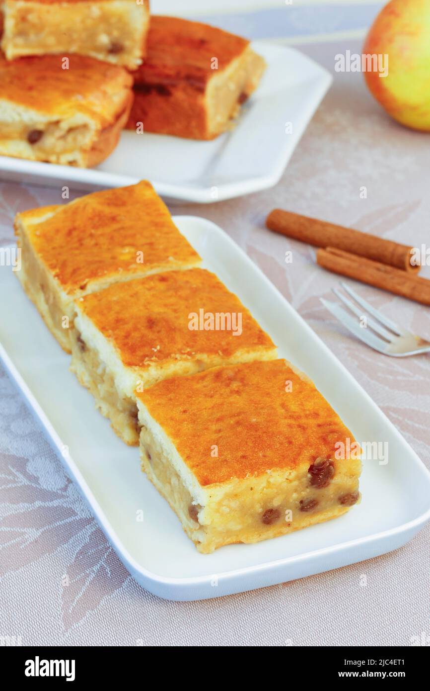 Swabian cuisine, Kirchweihkuchen on serving platter, cake forks ...