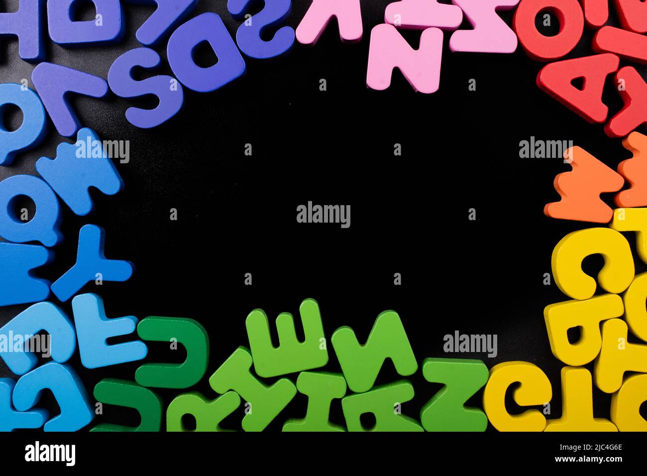 Colorful Letters of Alphabet made of wood Stock Photo - Alamy