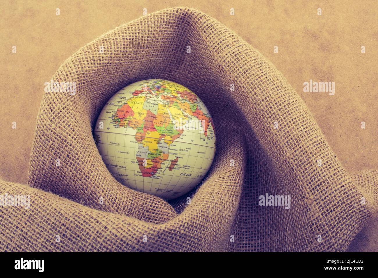 Globe is placed on canvas background Stock Photo - Alamy