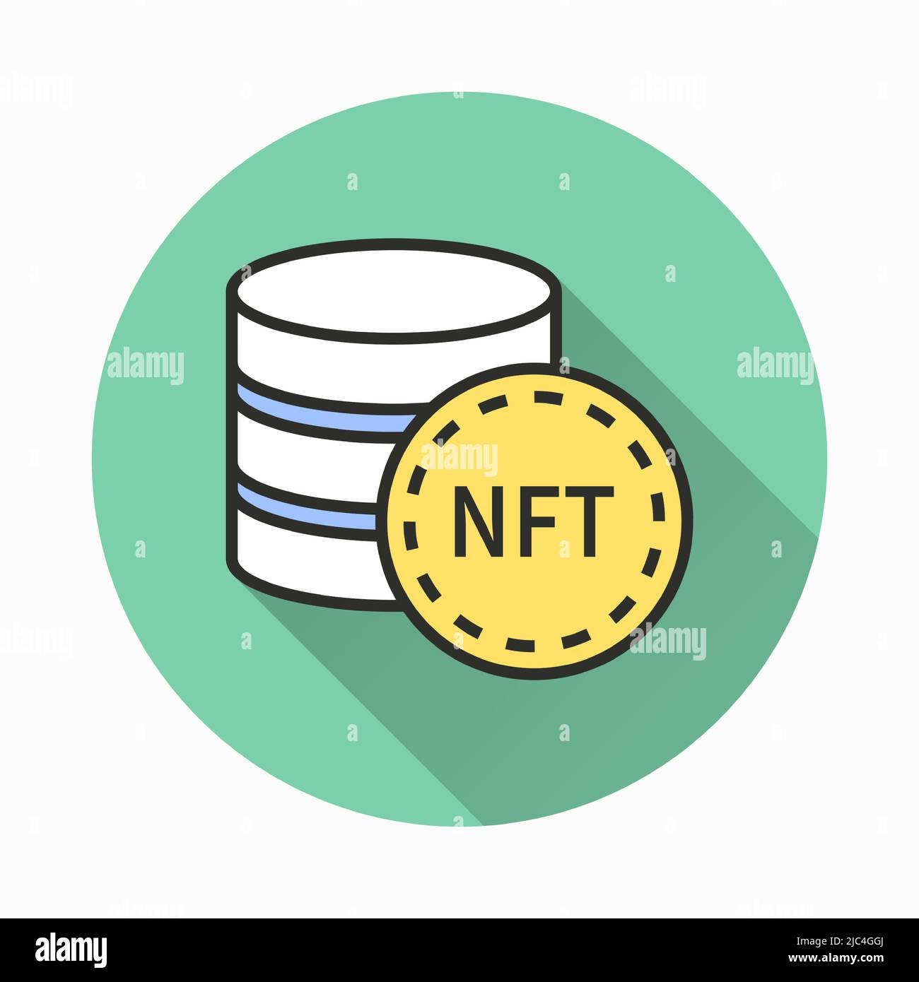 NFT coin icon. Simple illustration with long shadow for graphic and web ...