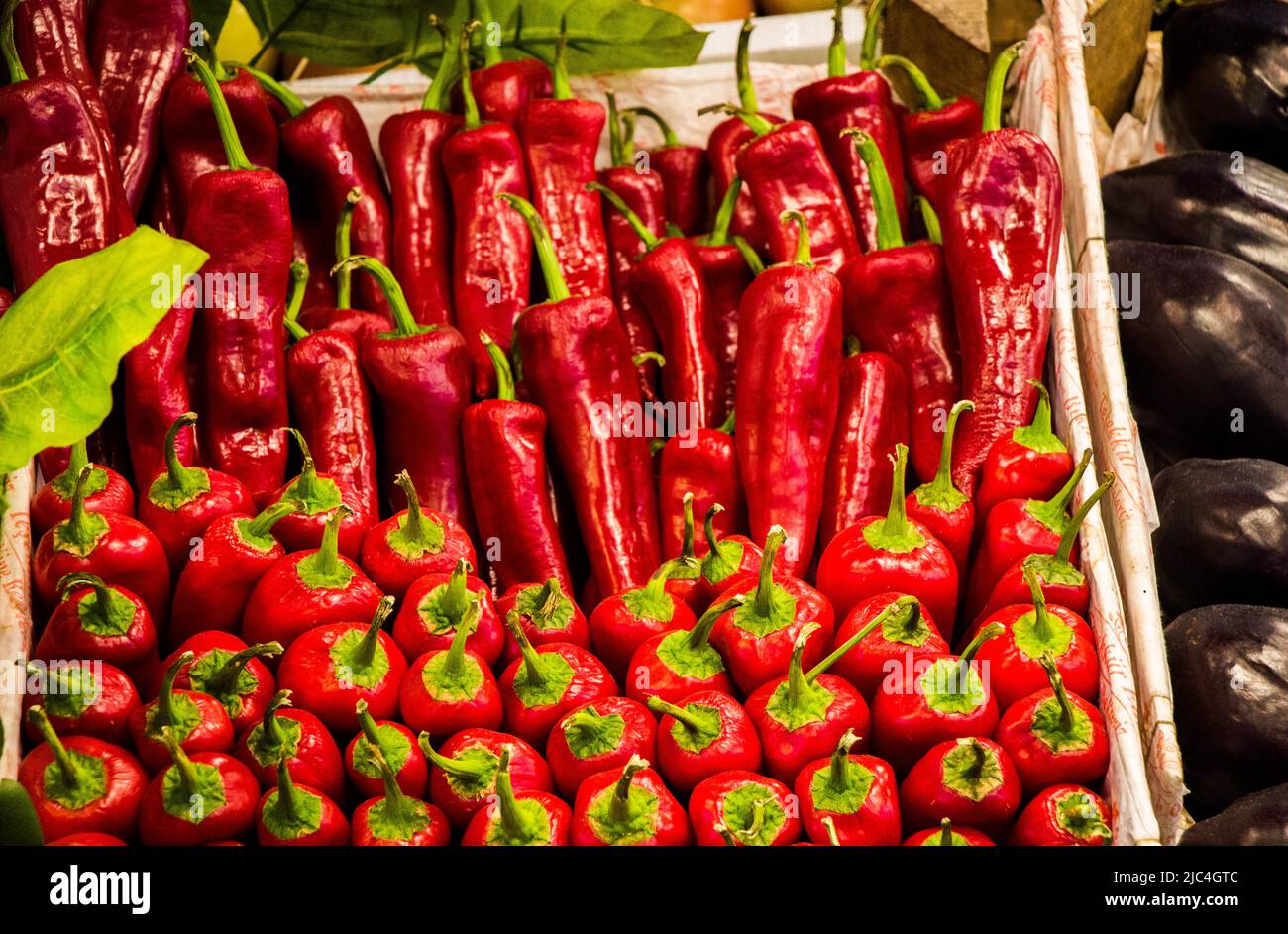 Fresh red pepper found at the market stand Stock Photo - Alamy