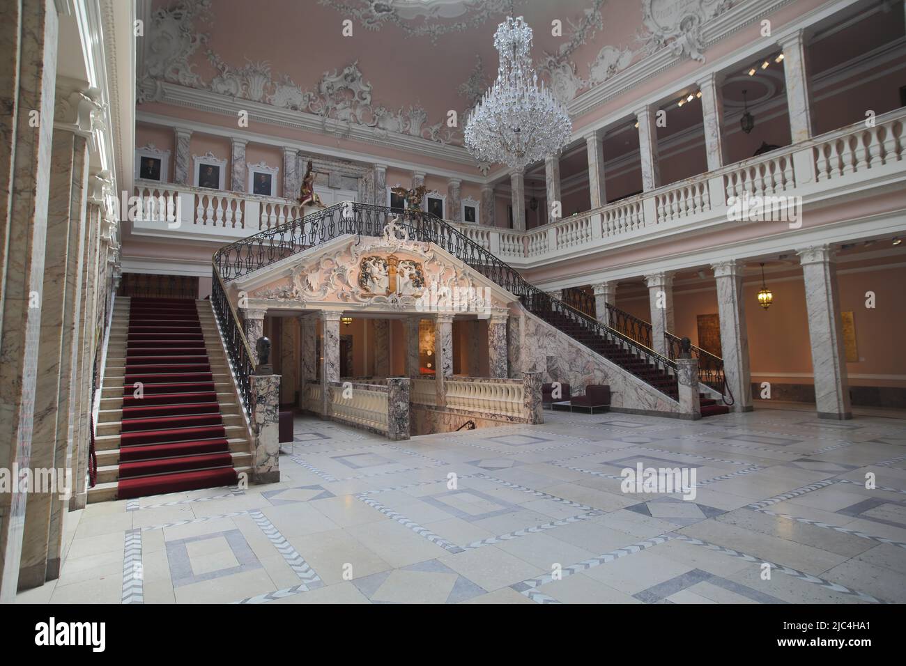 Classicist marble hall of the Henkell sparkling wine cellar in ...