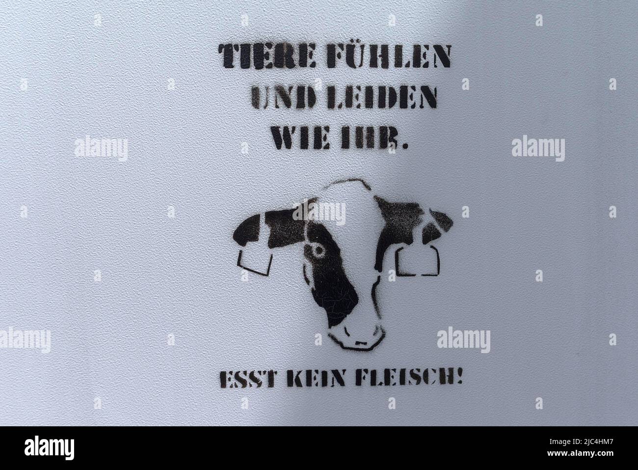 Graffiti against meat consumption, Bavaria, Germany Stock Photo - Alamy