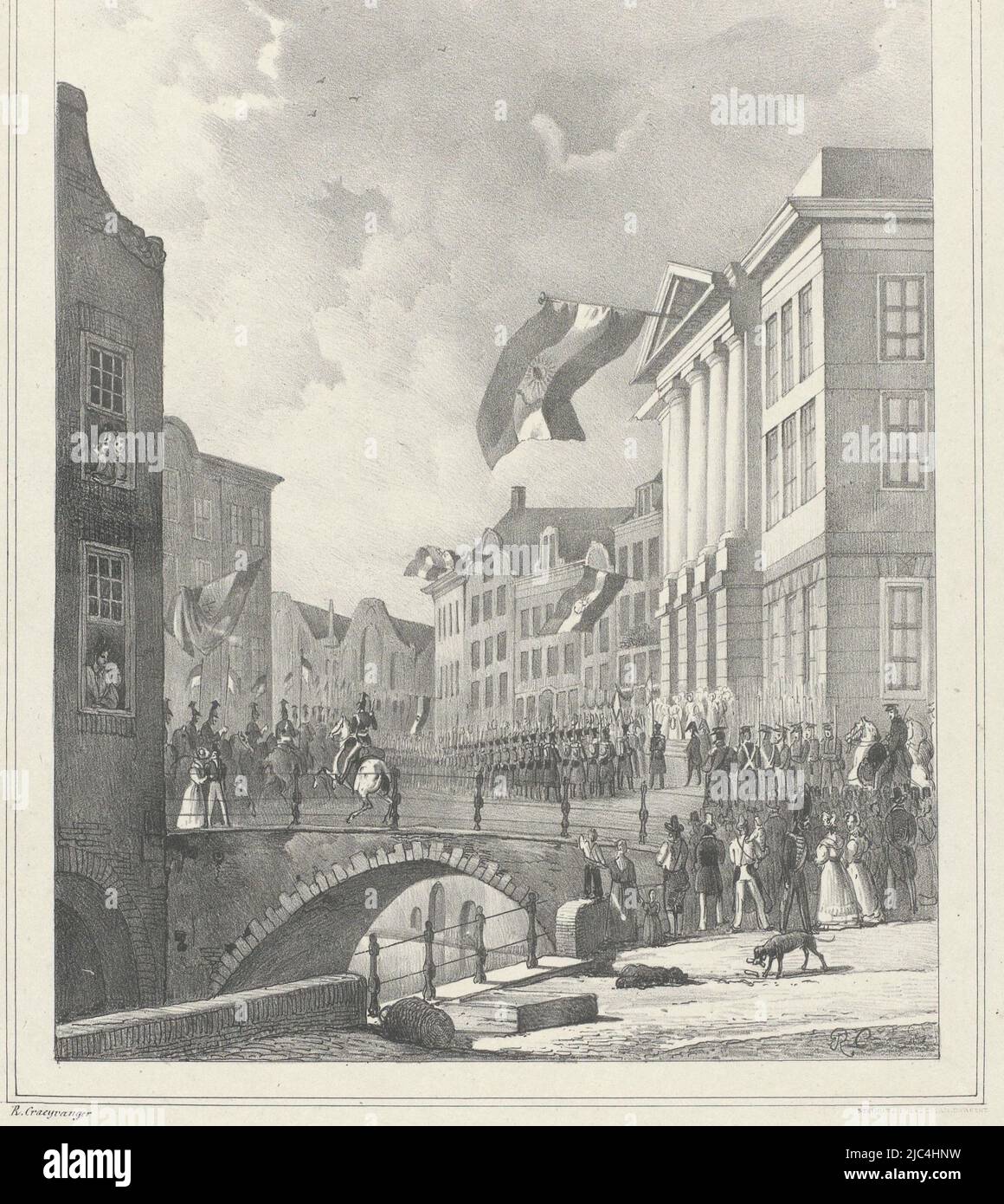1831 bekrooning van de vaandels der kompagnie vrijwillige jagers hi-res ...