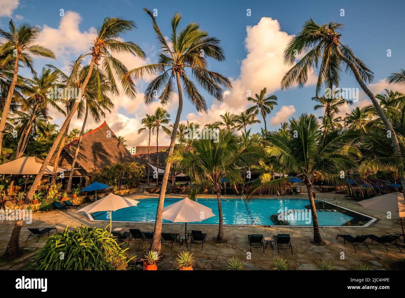 Hotel complex with pool in the morning, Bahari Beach Hotel on the ...