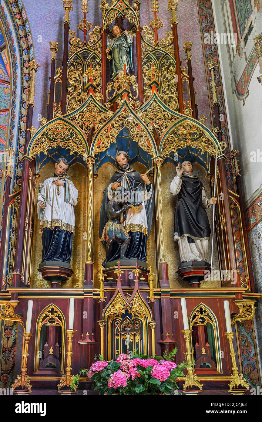 Side altar, St. Pelagius, neo-Gothic church, Weitnau, Allgaeu, Bavaria ...