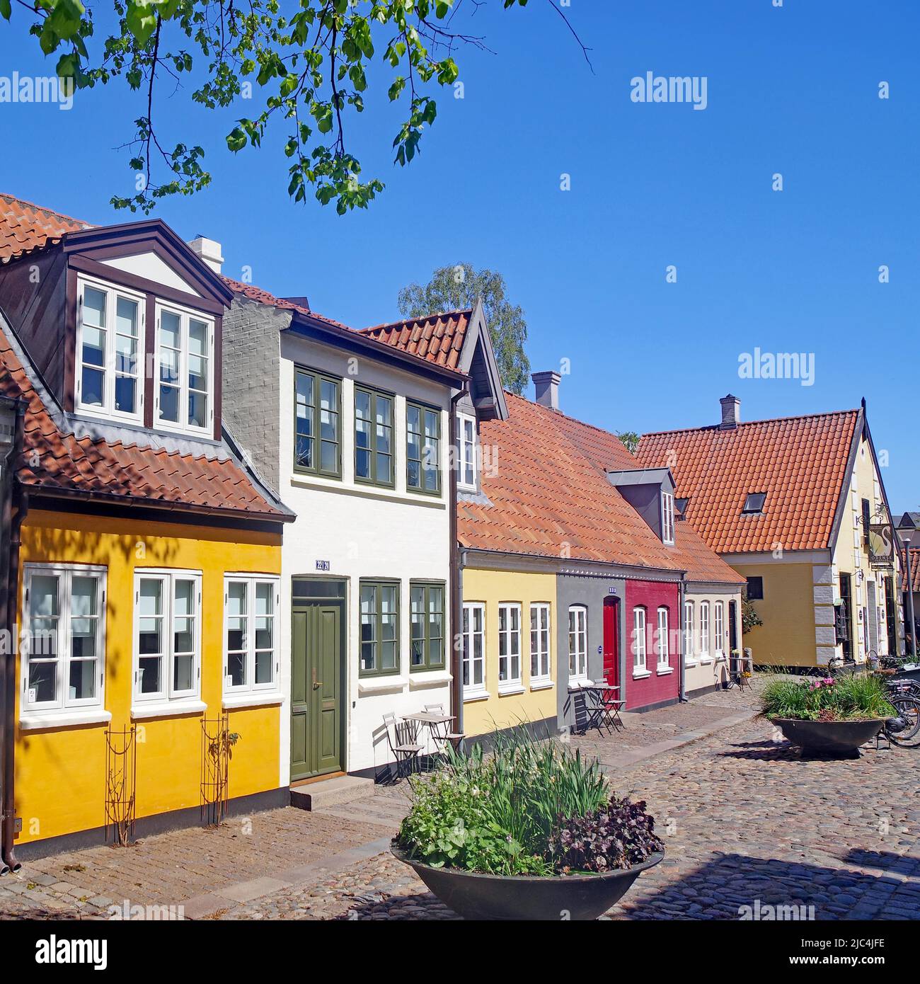 Colourful old houses in the old town of Odense, Funen, Denmark Stock ...