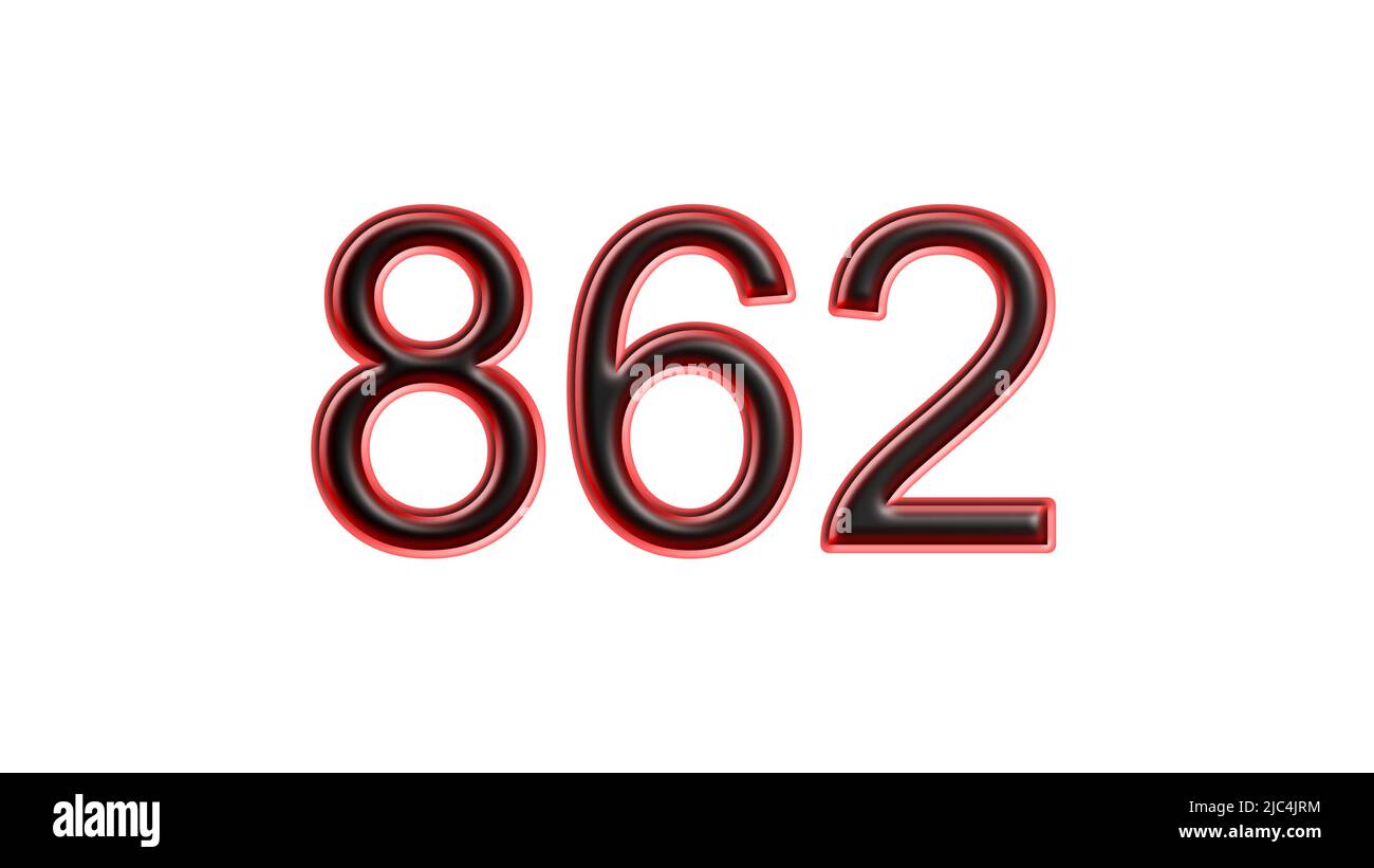 red 862 number 3d effect white background Stock Photo - Alamy