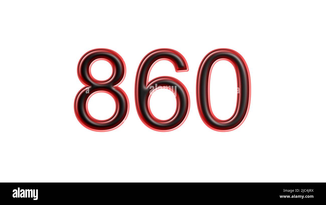 red 860 number 3d effect white background Stock Photo - Alamy